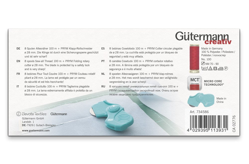734586 Gutermann Sew-All Assorted Sewing Thread Set 100mtr x 8 reels P ...